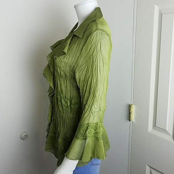 Jaipur | Tops | Jaipur Womens Boho Ruffle Front Blouse Top Med Euc ...
